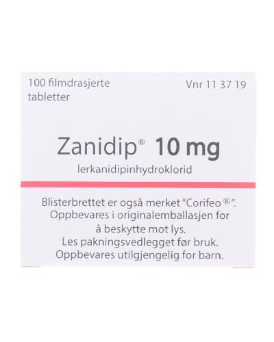 Zanidip Tablett, filmdrasjert 10 mg 100stk - Apotek 1