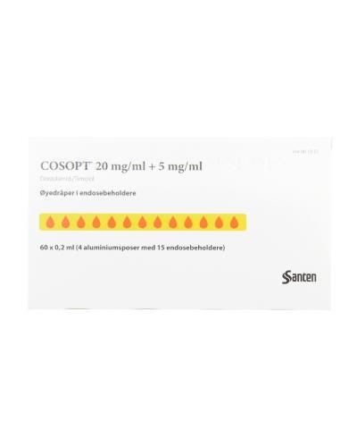 Cosopt Øyedråper, oppløsning 20 mg/ml/5 mg/ml 60x0,2 ml - Apotek 1