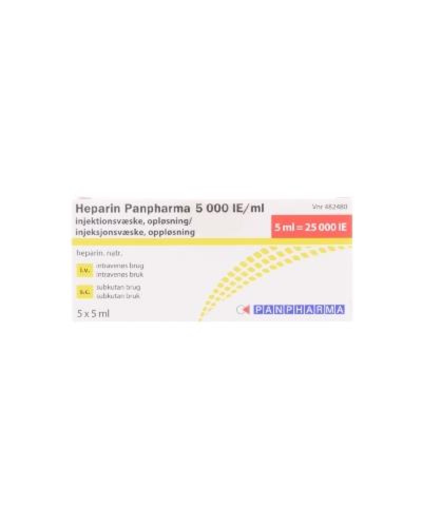 Heparin panphar inj 5000 IE/ml - Apotek 1