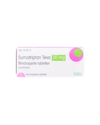 Sumatriptan Teva 50 mg filmdrasjerte tabletter 6 stk - Apotek 1