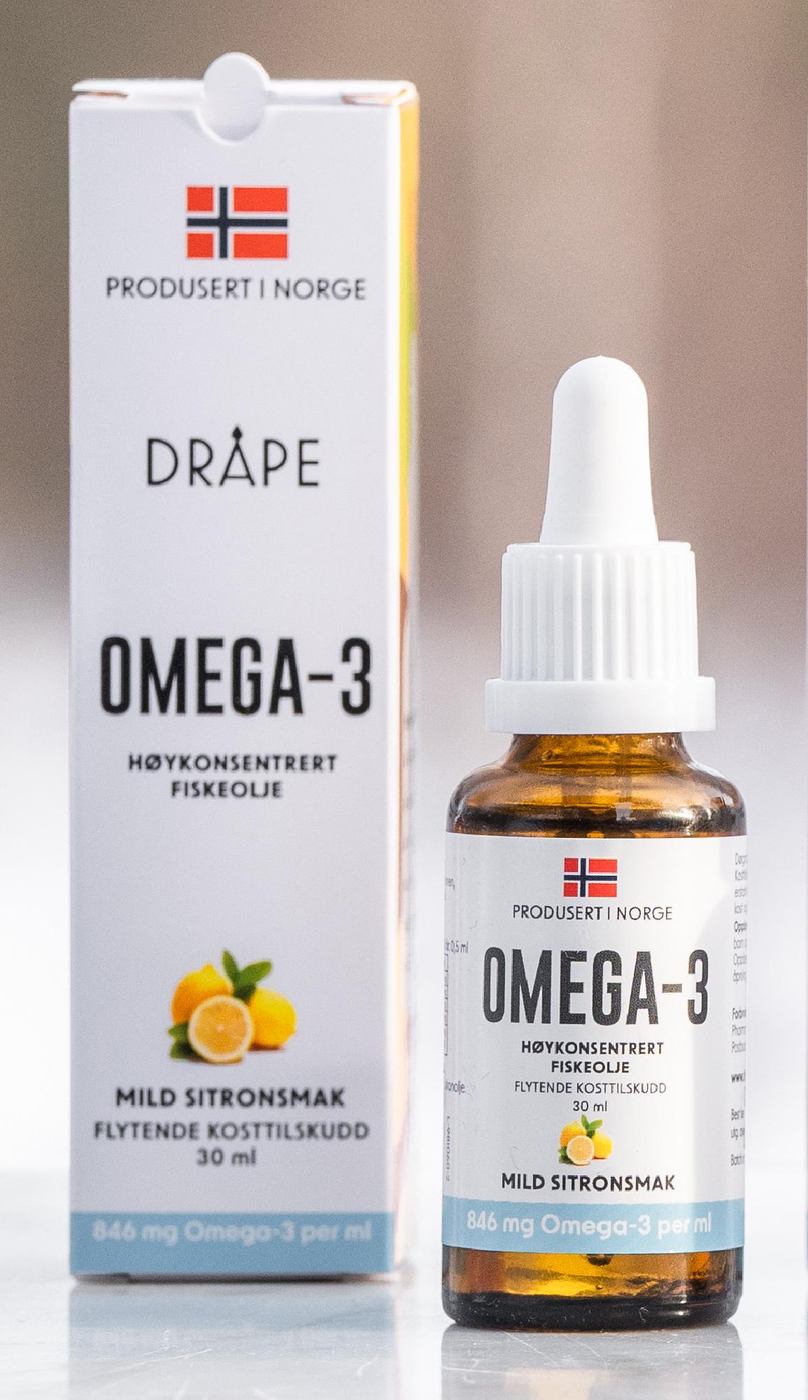 Dråpe Omega-3 dråper mild sitron 30 ml - Apotek 1