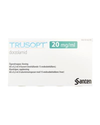 Trusopt Øyedråper, oppløsning 20 mg/ml 60x0,2ml - Apotek 1
