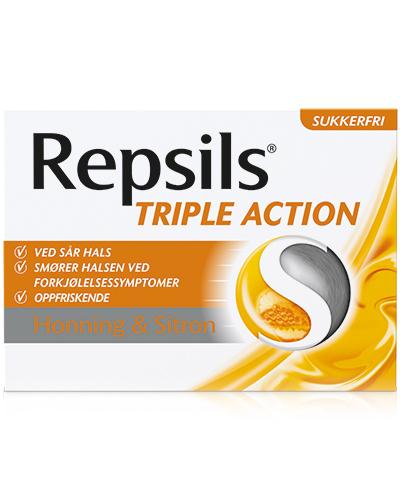 Repsils Triple Act halstabletter hon/sit sukkerfri 24 stk - Apotek 1