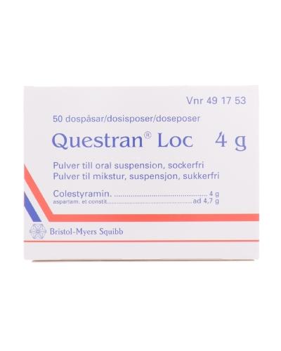 Questran Loc Pulver til mikstur, suspensjon 4 g 50x4 g - Apotek 1