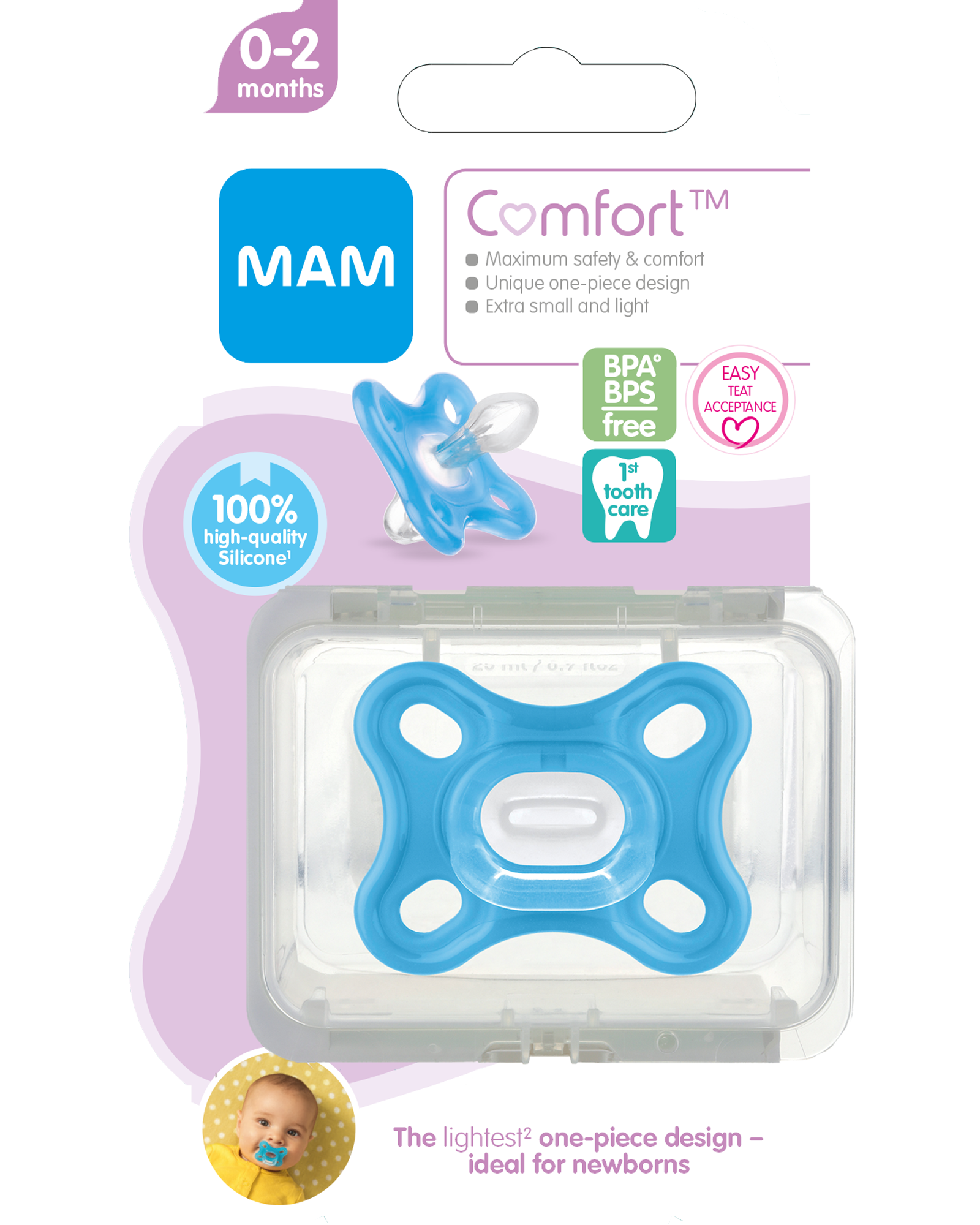 Mam Comfort narresmokk fra 0 måneder blå 1 stk - Apotek 1