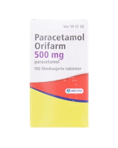 Paracetamol Orifarm 500 mg filmdrasjerte tabletter 100 stk - Apotek 1