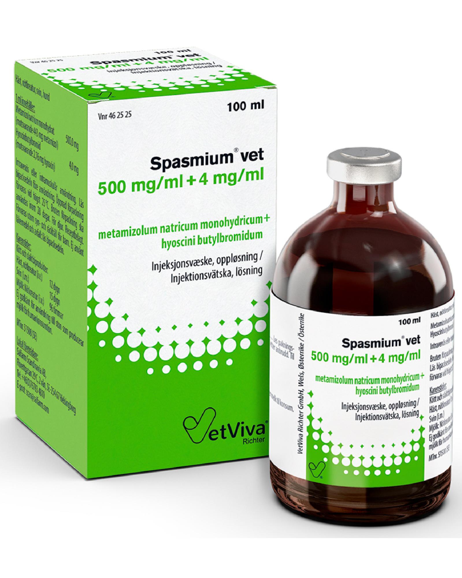 Spasmium vet inj 500+4mg/ml - Apotek 1