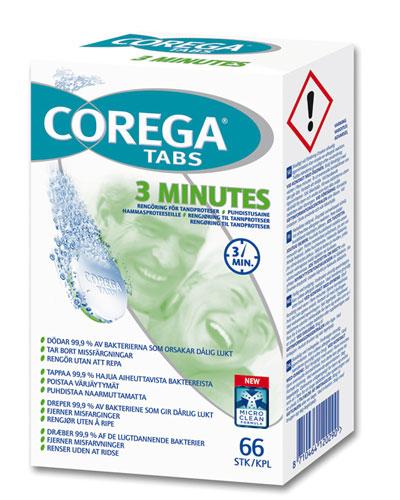 Corega tabs 3 min rensetabletter 66stk - Apotek 1