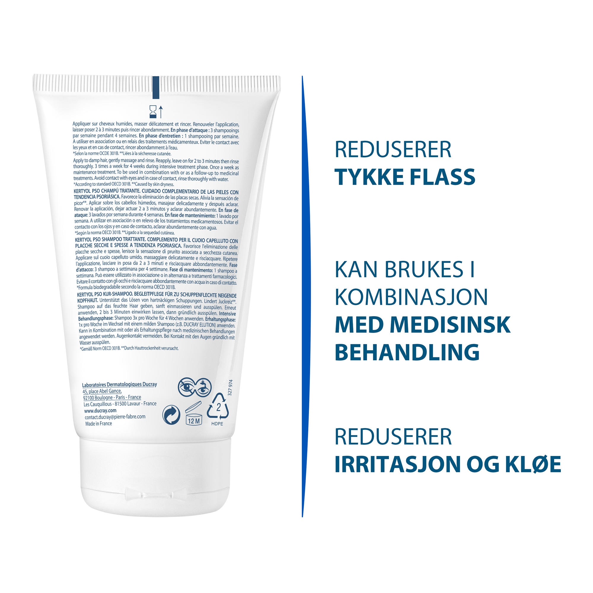 Ducray Kertyol PSO sjampo ved tendens til psoriasis 125 ml - Apotek 1