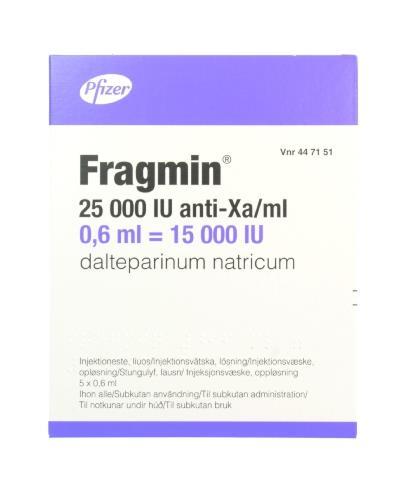 Fragmin 15000 IE anti-Xa/ml injeksjonsvæske, oppløsning 5x0,6 ml - Apotek 1
