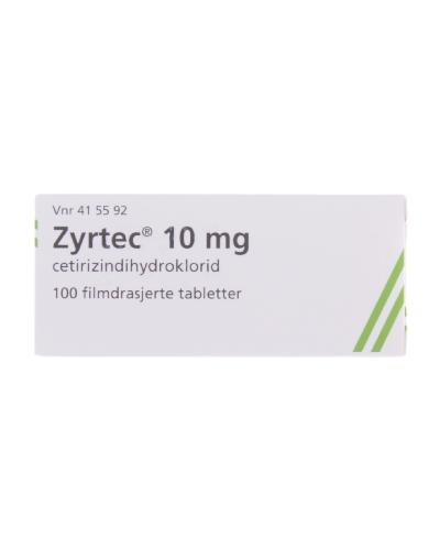 Zyrtec Orifarm 10 mg filmdrasjerte tabletter 100 stk - Apotek 1