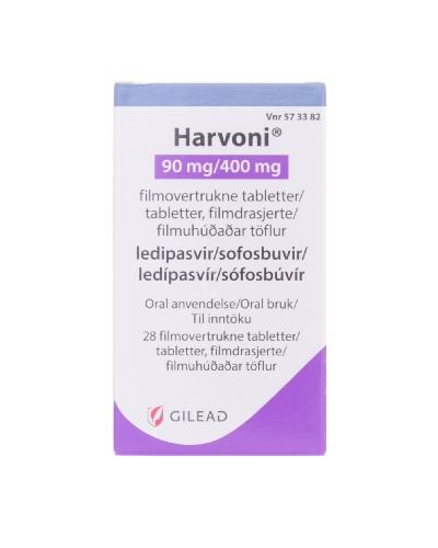 Harvoni Tablett, filmdrasjert 90 mg/400 mg 28 stk - Apotek 1