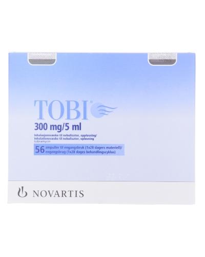 Tobi Inhalasjonsvæske til nebulisator, oppløsning 300 mg/5 ml 56x5 ml ...