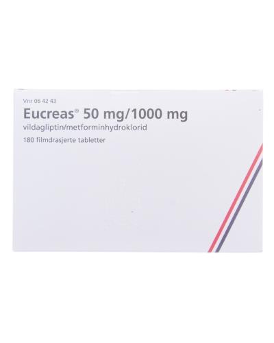 Eucreas Orifarm 50 mg/1000 mg filmdrasjerte tabletter 180 stk - Apotek 1