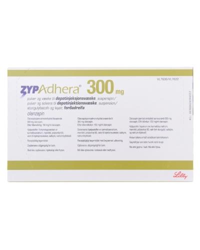Zypadhera Pulver og væske til depotinjeksjonsvæske, suspensjon 300 mg 1 ...