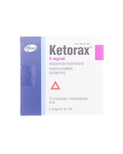 Ketorax Injeksjonsvæske, oppløsning 5 mg/ml 5x1ml - Apotek 1