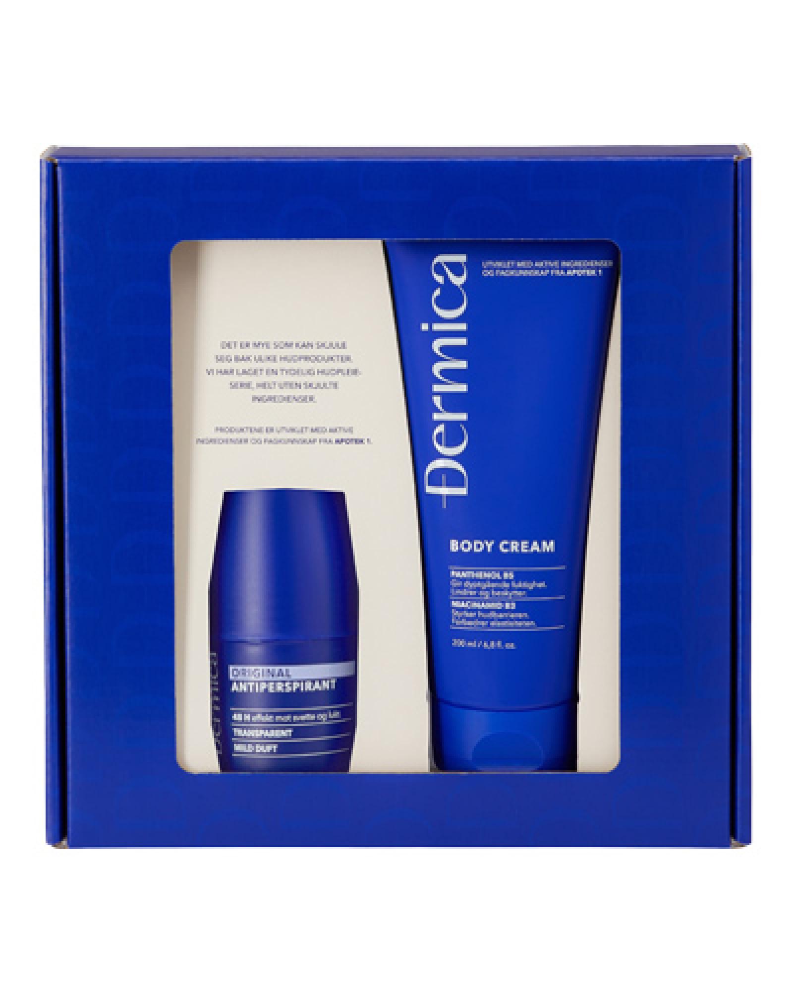 Dermica gavesett body cream og antiperspirant 200+50ml - Apotek 1