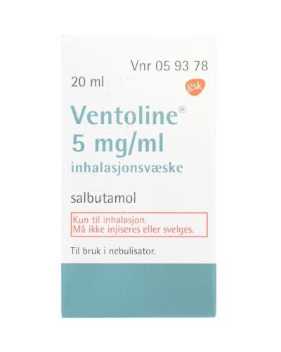 Ventoline 5 mg/ml inhalasjonsvæske til nebulisator, oppløsning 20 ml ...