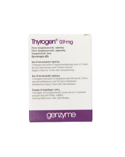 Thyrogen Pulver til injeksjonsvæske, oppløsning 0,9 mg 2x0,9 mg - Apotek 1