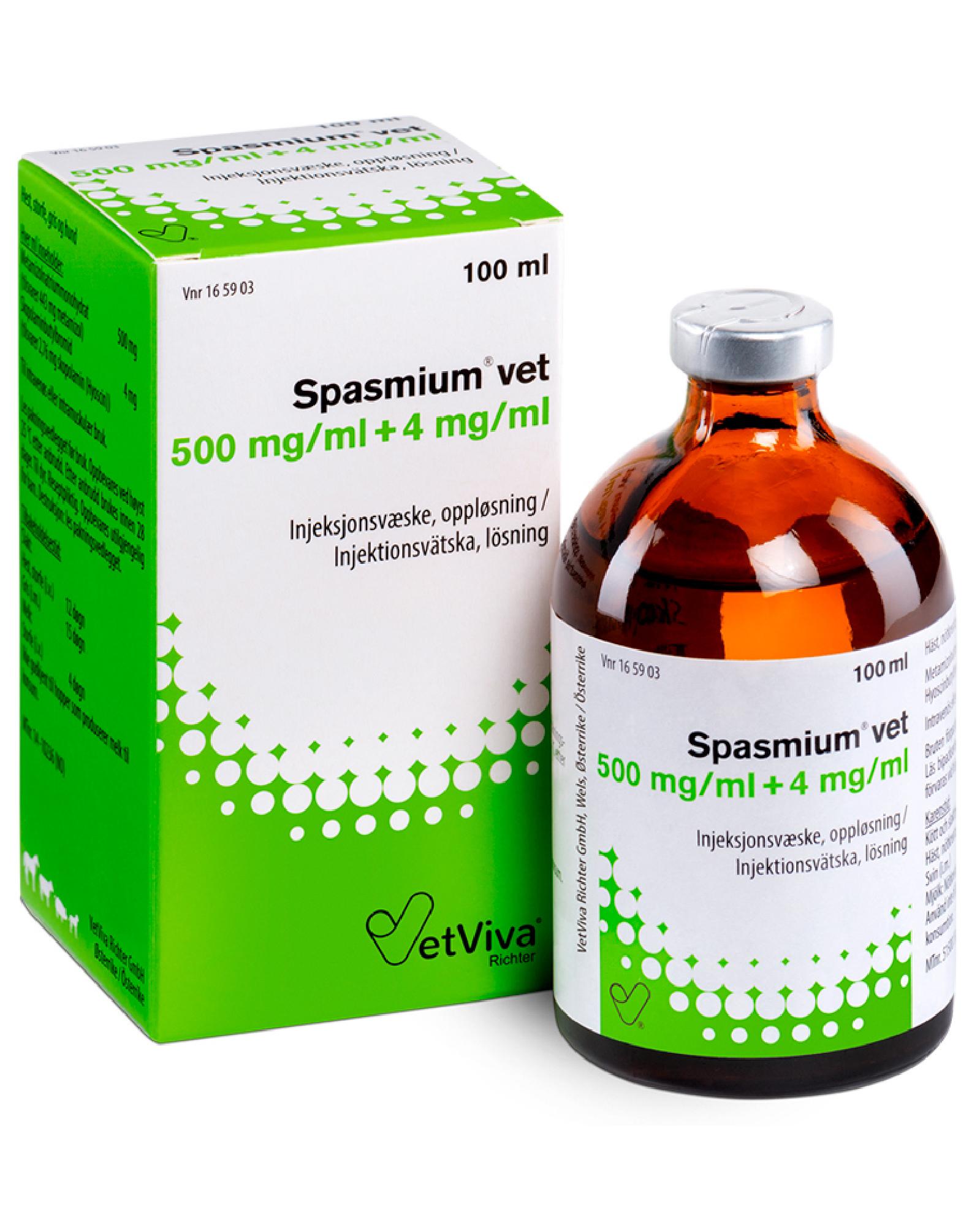 Spasmium vet inj 500+4mg/ml - Apotek 1