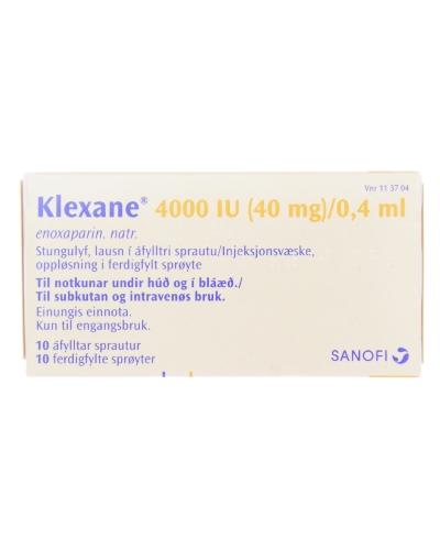 Klexane Injeksjonsvæske, oppløsning 100 mg/ml 10x0,4 ml - Apotek 1