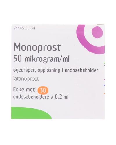 Monoprost Øyedråper, oppløsning 50 mikrog/ml 6x5x0,2 ml - Apotek 1