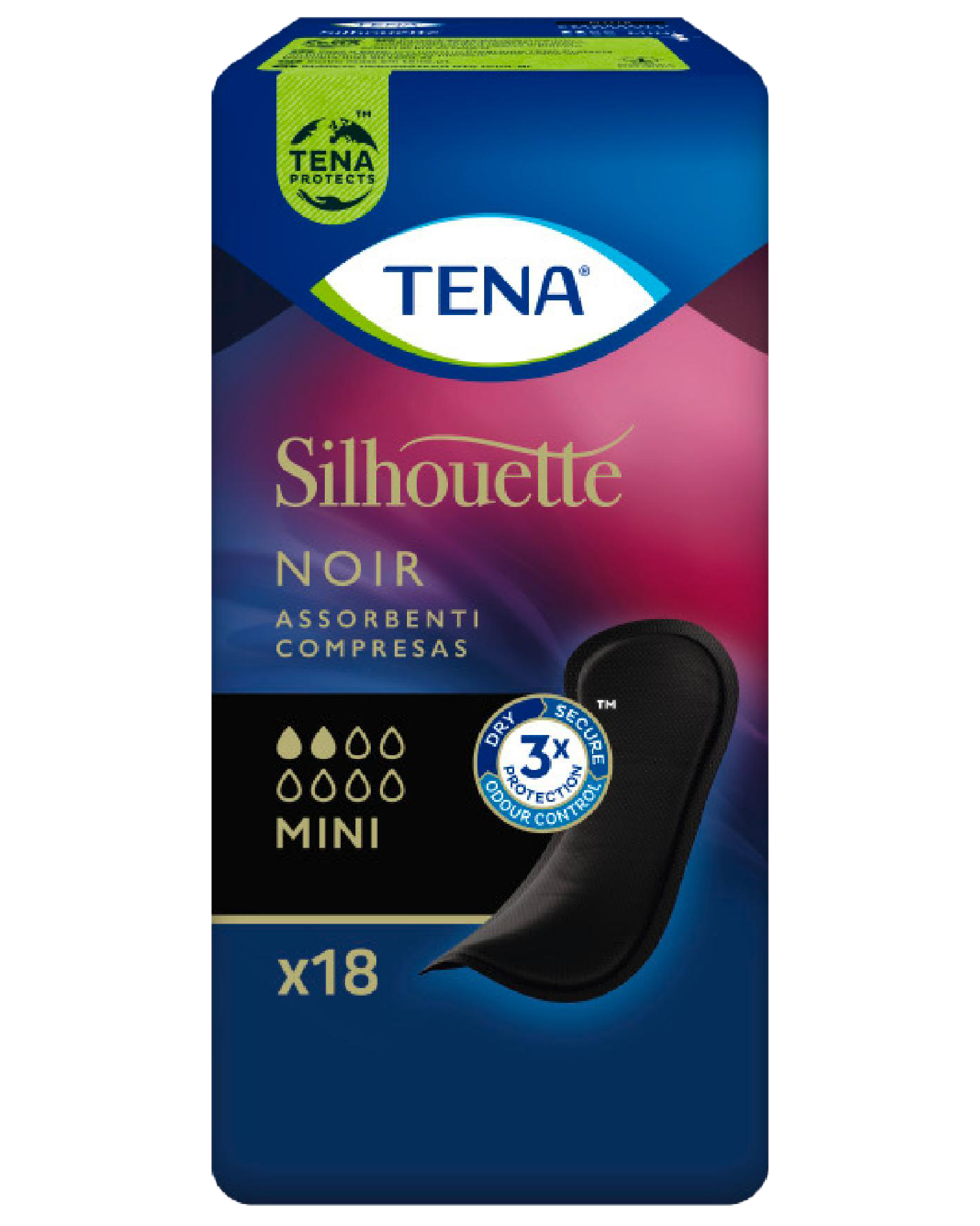 TENA Silhouette Mini bind sort 18 stk - Apotek 1 TENA Silhouette Mini bind sort 18 stk - Apotek 1