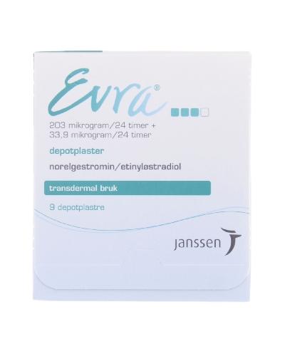 Evra 203 mikrog/24 timer+33,9 mikrog/24 timer depotplaster 9 stk - Apotek 1
