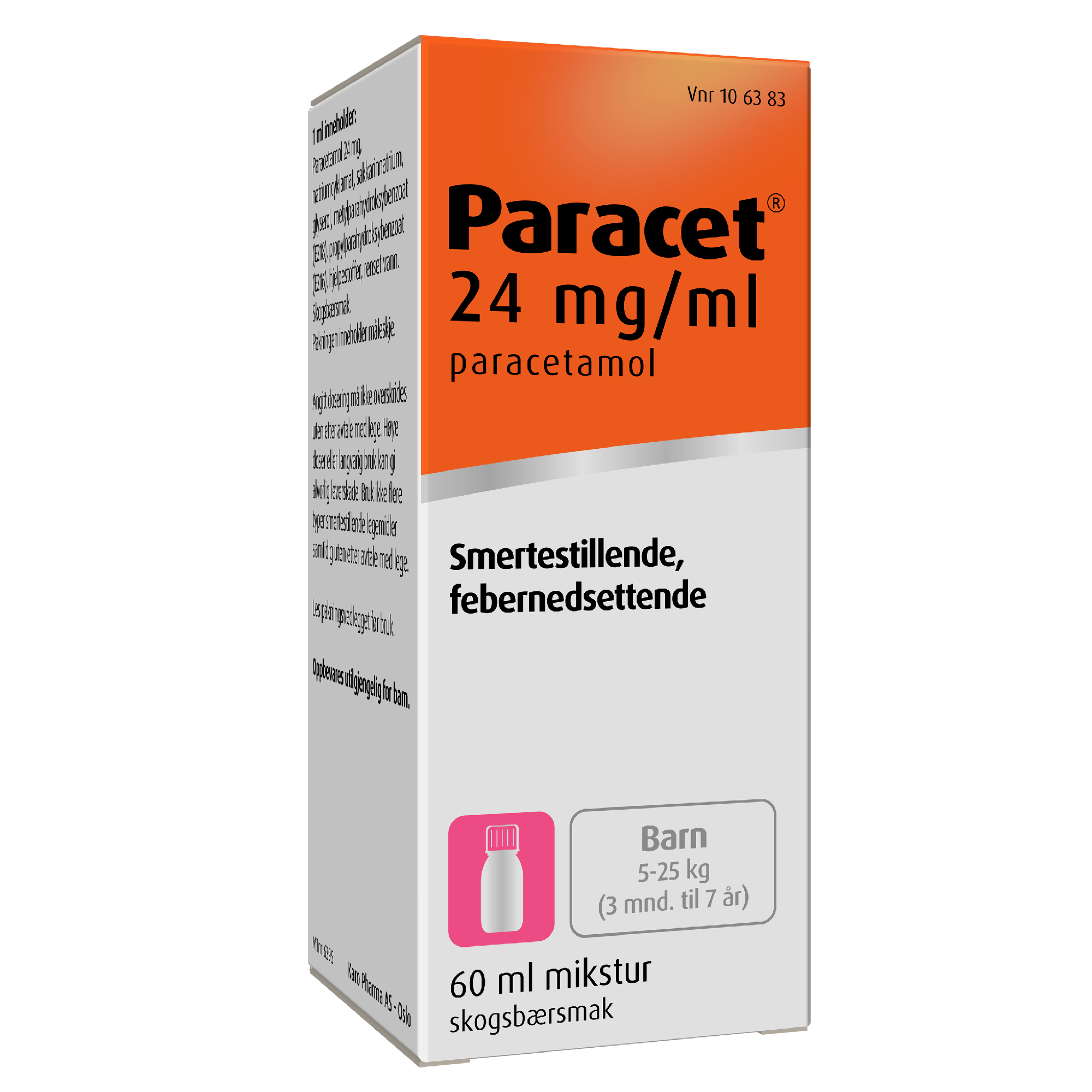 Paracet 24 mg/ml mikstur 3 mnd-7 år 60 ml - Apotek 1