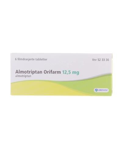 Almotriptan Orifarm 12,5 mg filmdrasjerte tabletter 6 stk - Apotek 1