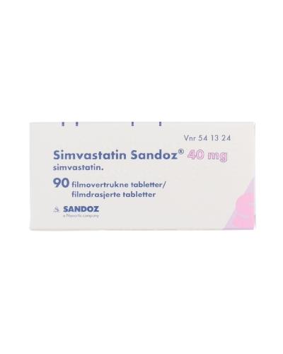 Simvastatin Sandoz 40 mg filmdrasjerte tabletter 90stk - Apotek 1