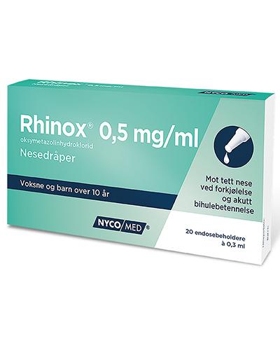Rhinox 0,5 mg/ml nesedråper endosebeholder 20x0,3 ml - Apotek 1