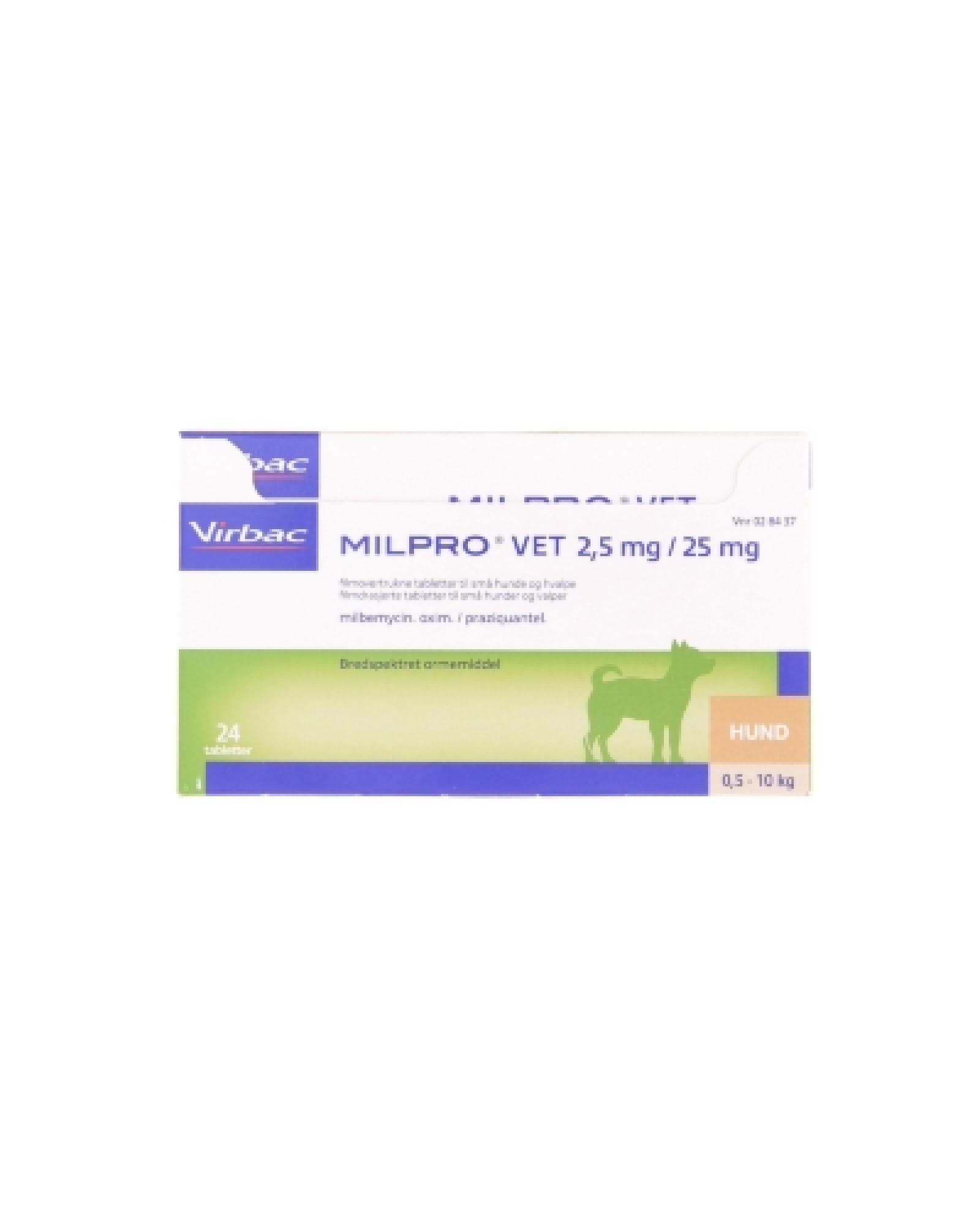Milpro vet tab 2,5/25mg valp 24 ENPAC - Apotek 1