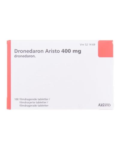 Dronedaron Aristo 400 mg filmdrasjerte tabletter 100 stk - Apotek 1