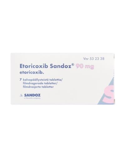 Etoricoxib Sandoz 90 mg filmdrasjerte tabletter 7 stk - Apotek 1