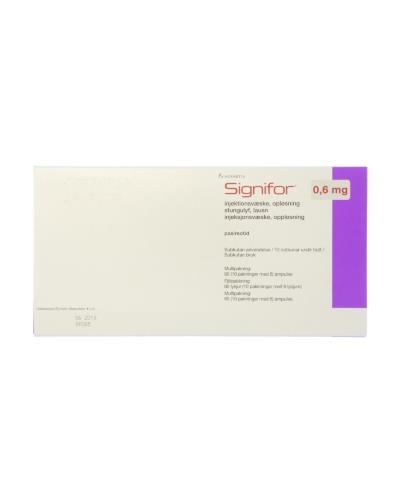 Signifor Injeksjonsvæske, oppløsning 0,6 mg 10x6x1ml - Apotek 1
