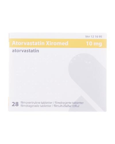 Atorvastatin Xiromed 10 mg filmdrasjerte tabletter 28 stk - Apotek 1