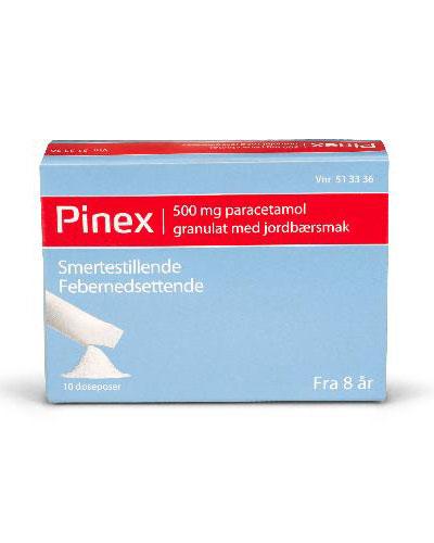 Pinex 500mg granulat jordbærsmak 10stk - Apotek 1
