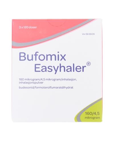 Bufomix Easyhaler 160 mikrog/4,5 mikrog inhalasjonspulver 3x120 doser ...