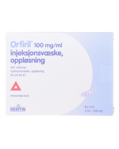 Orfiril 100 mg/ml injeksjonsvæske, oppløsning ampulle 5x3 ml - Apotek 1