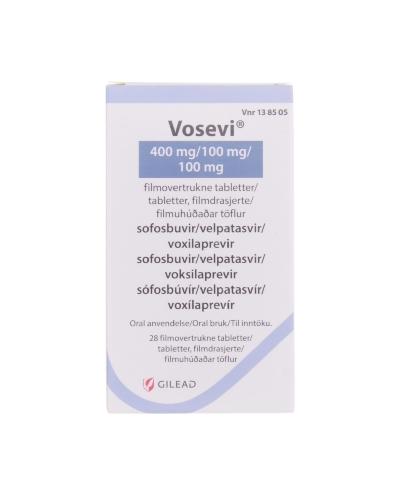 Vosevi 400 mg/100 mg/100 mg filmdrasjerte tabletter 28 stk - Apotek 1