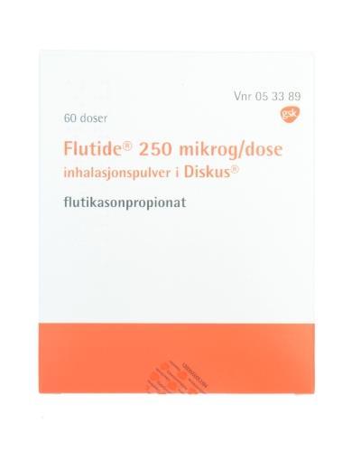 Flutide Inhalasjonspulver, dosedispensert 250 mikrog/dose 60 doser ...