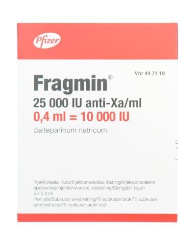 Fragmin 10000 IE anti-Xa/ml injeksjonsvæske, oppløsning 5x0,4 ml - Apotek 1
