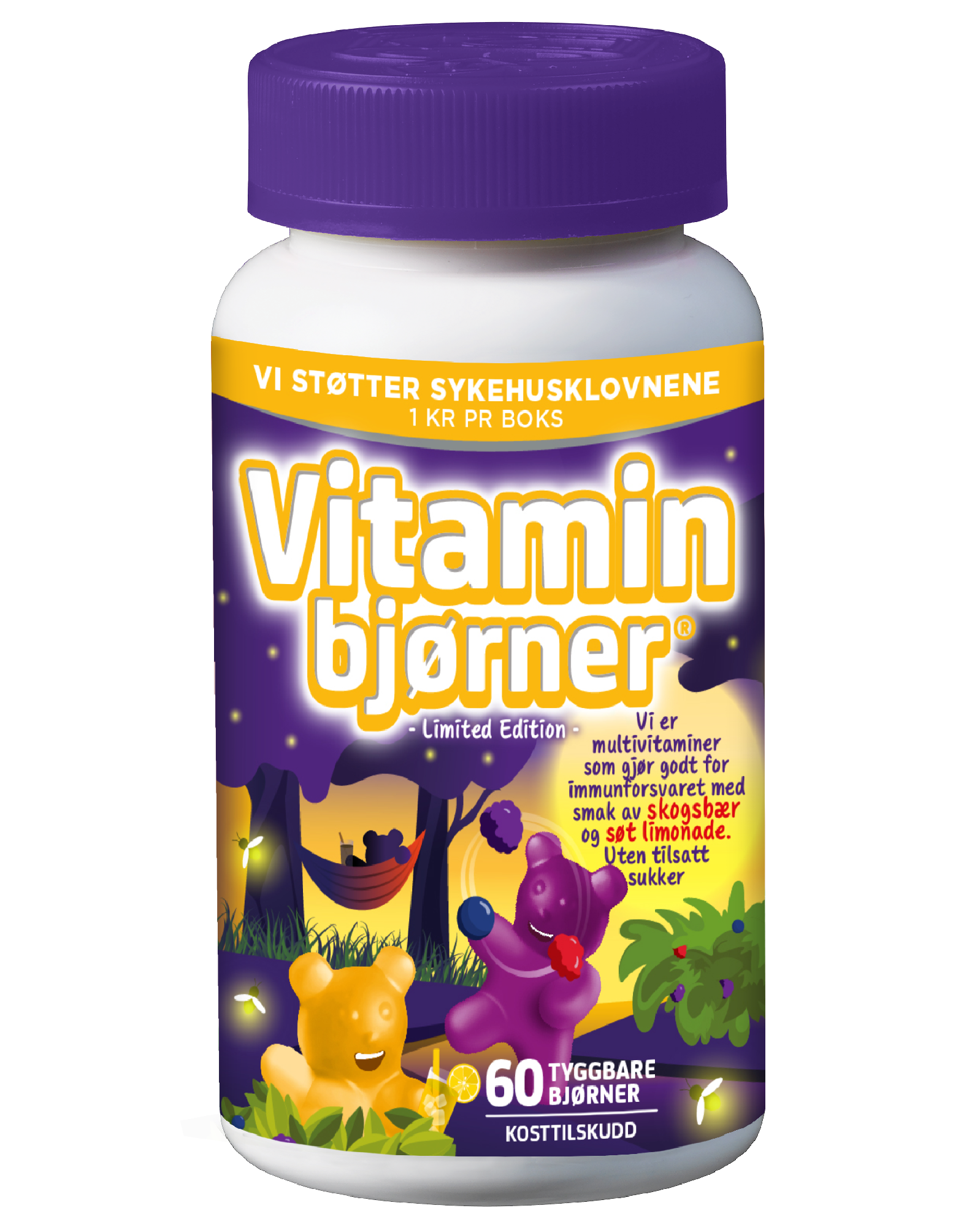 Vitaminbjørner tyggbare bjørner skogsbær og limonade 60 stk - Apotek 1