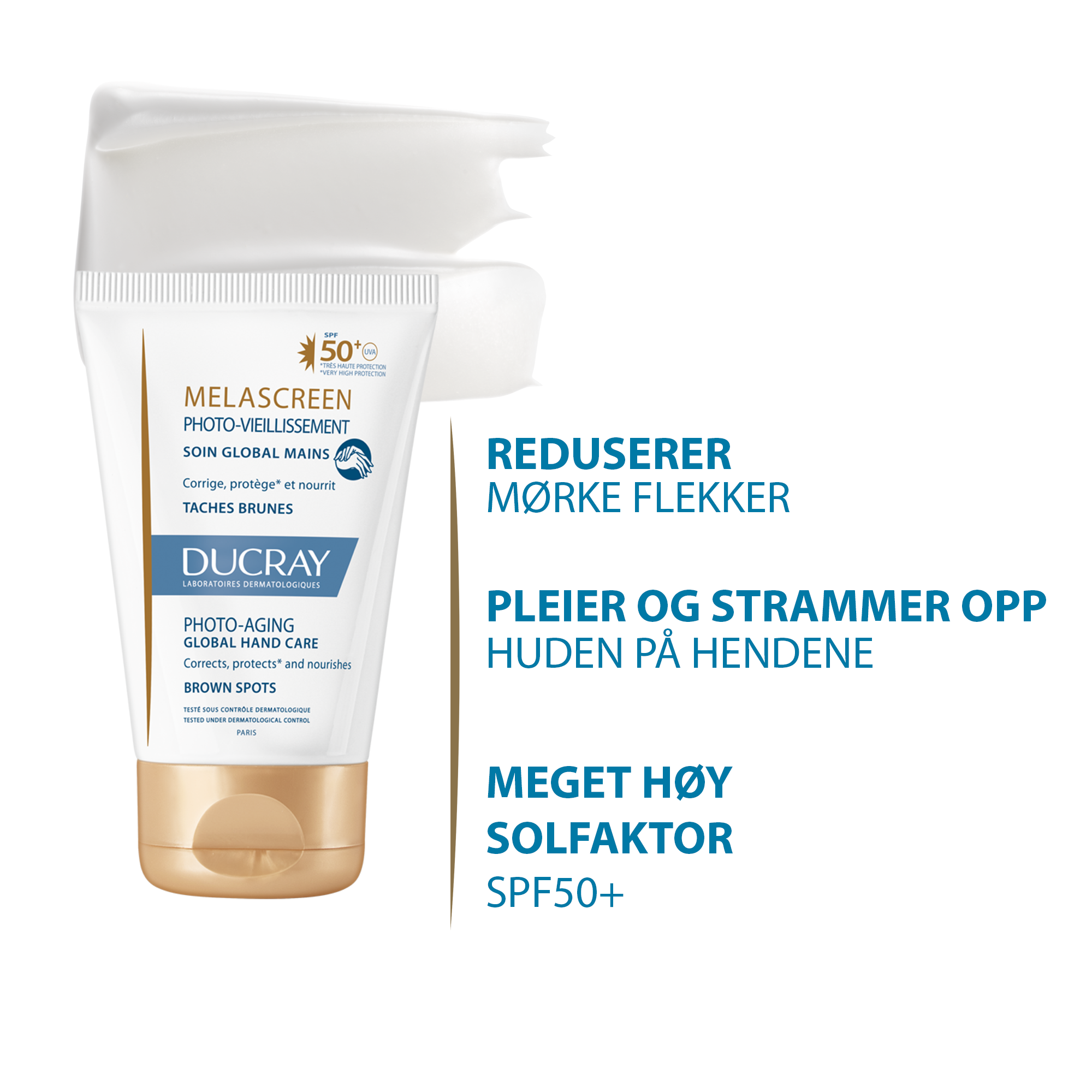 Ducray Melascreen SPF50+ håndkrem til mørke flekker 50 ml - Apotek 1