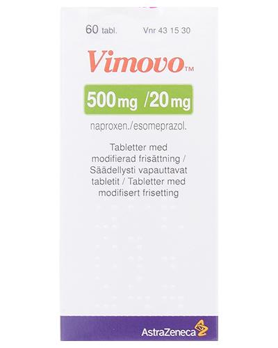 Vimovo 500 mg/20 mg tabletter med modifisert frisetting 60stk - Apotek 1