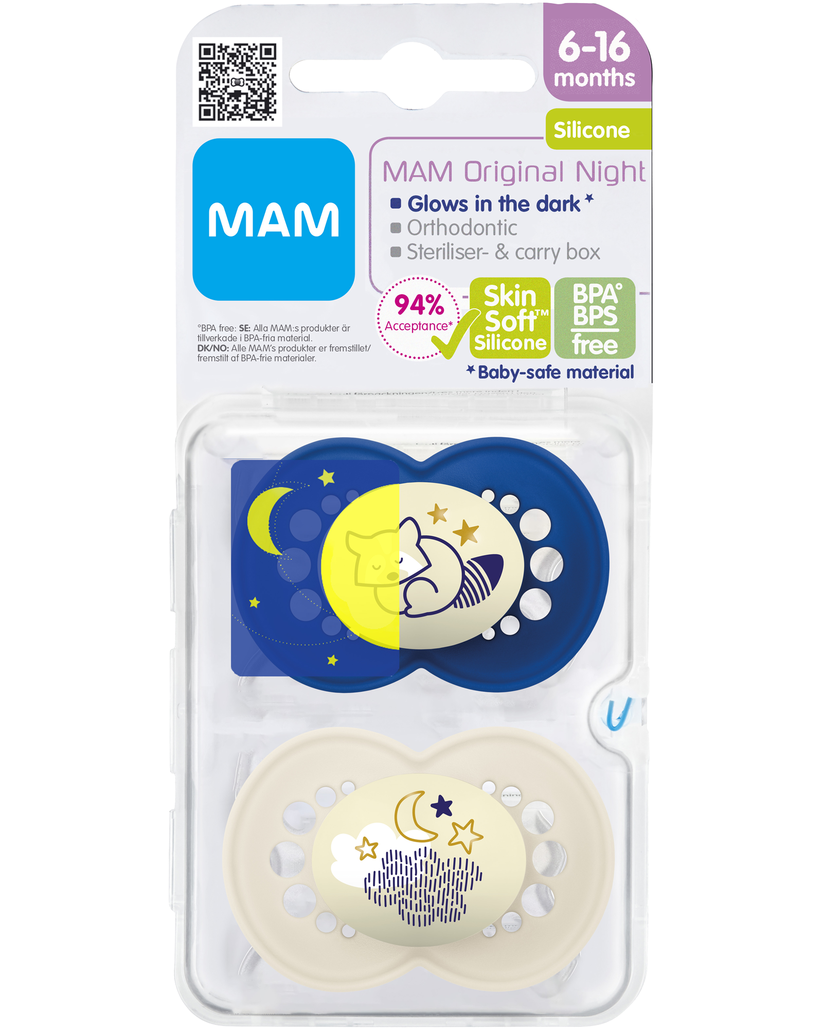 Mam Night narresmokk 6-16 måneder blå 2 stk - Apotek 1