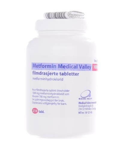 Metformin Medical Valley 1000 mg filmdrasjerte tabletter 210 stk - Apotek 1