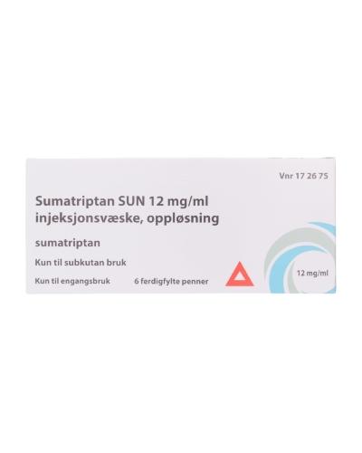 Sumatriptan SUN Injeksjonsvæske, oppløsning 12 mg/ml 6x0,5ml - Apotek 1