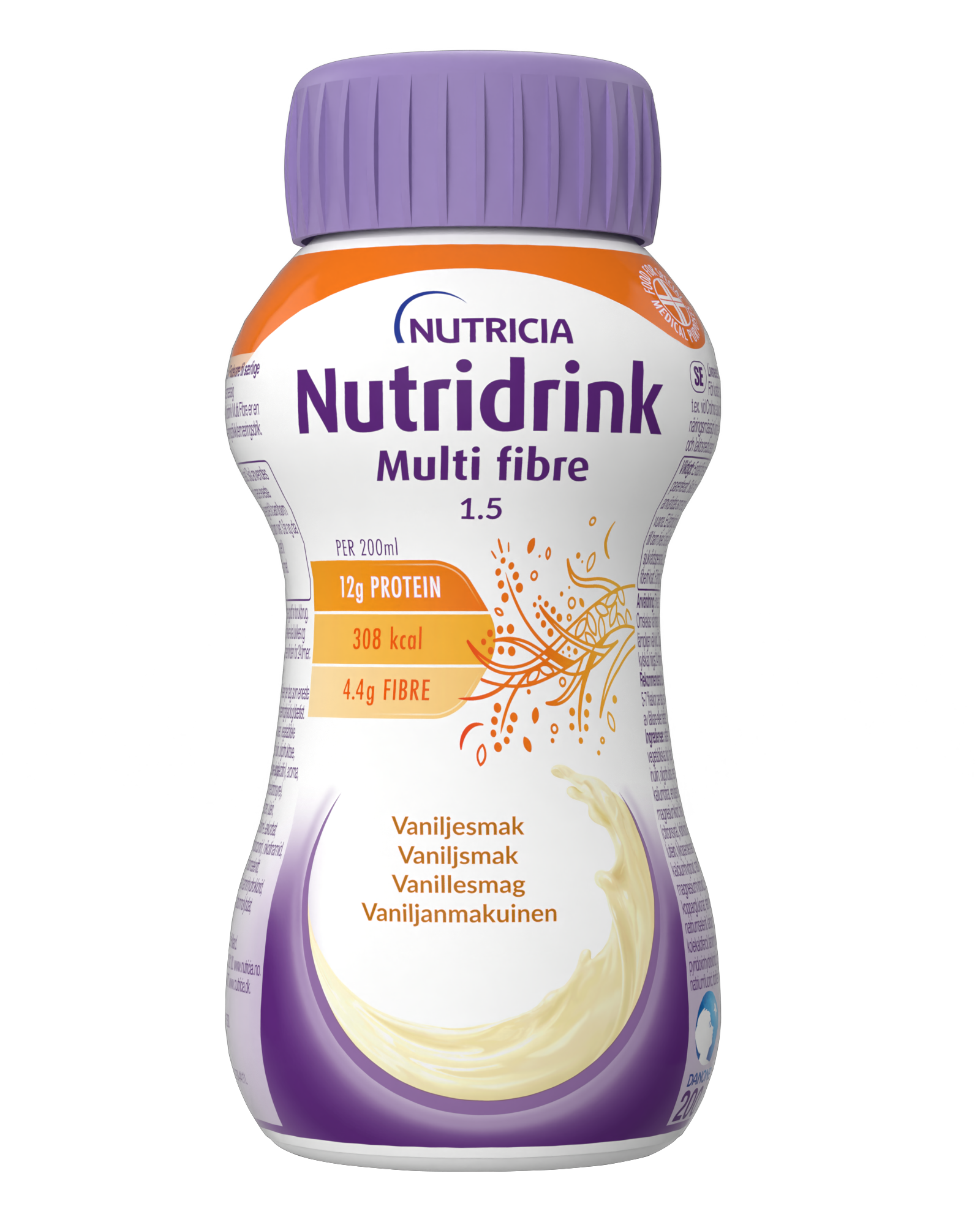 Nutridrink Multi Fibre næringsdrikk vanilje 4x200 ml - Apotek 1